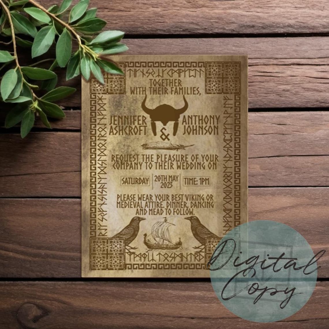 Viking/medieval Inspired Wedding Invitation Suite | Norse Themed ...