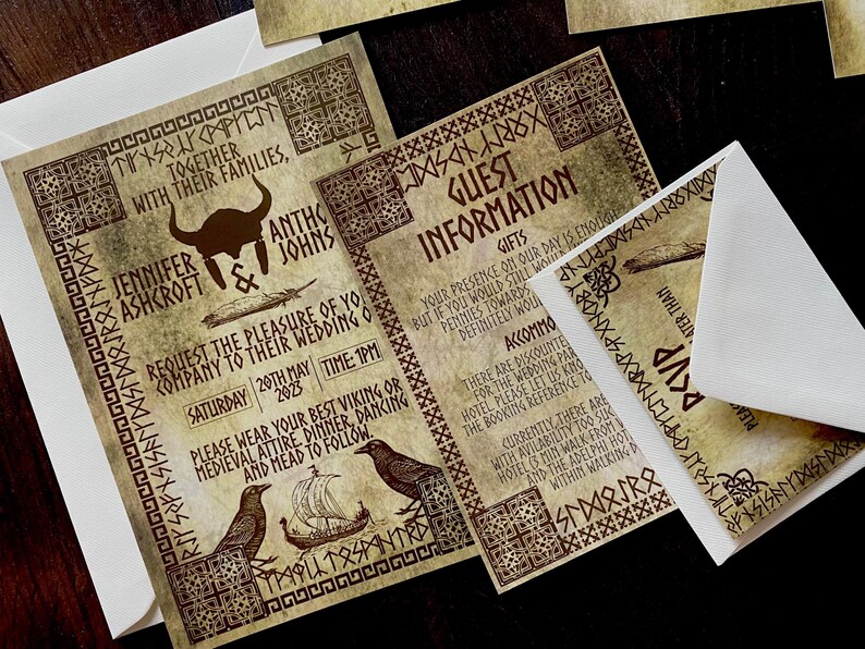 Viking/medieval Inspired Wedding Invitation Suite | Norse Themed ...