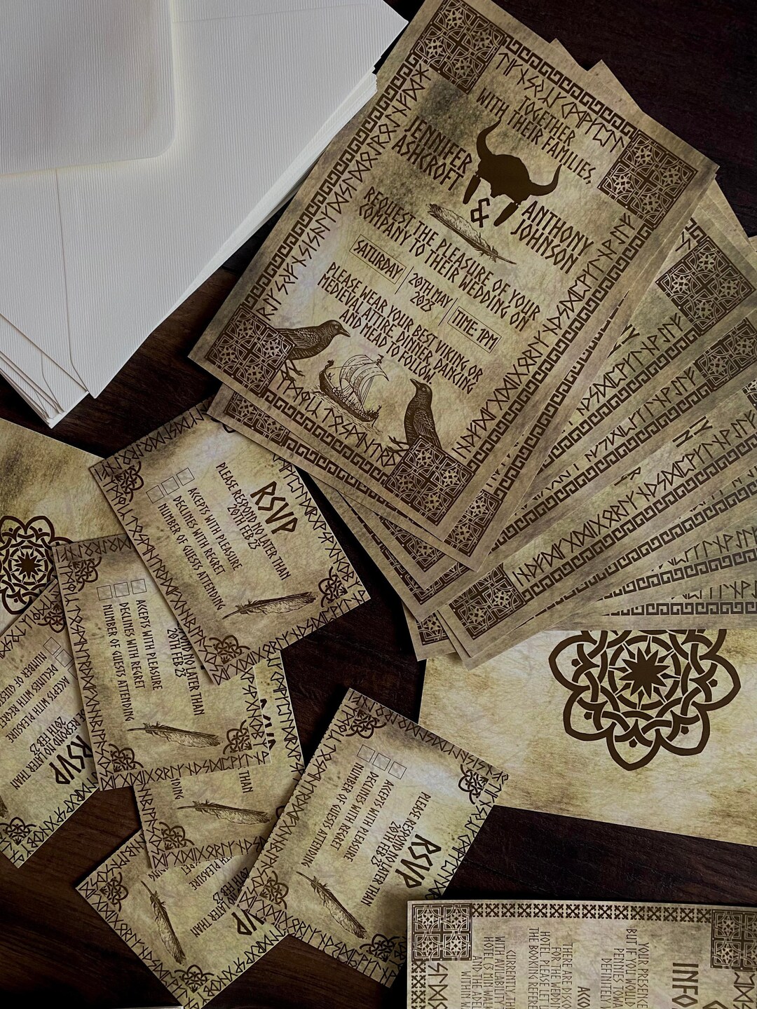 Viking/medieval Inspired Wedding Invitation Suite Norse Themed Double ...