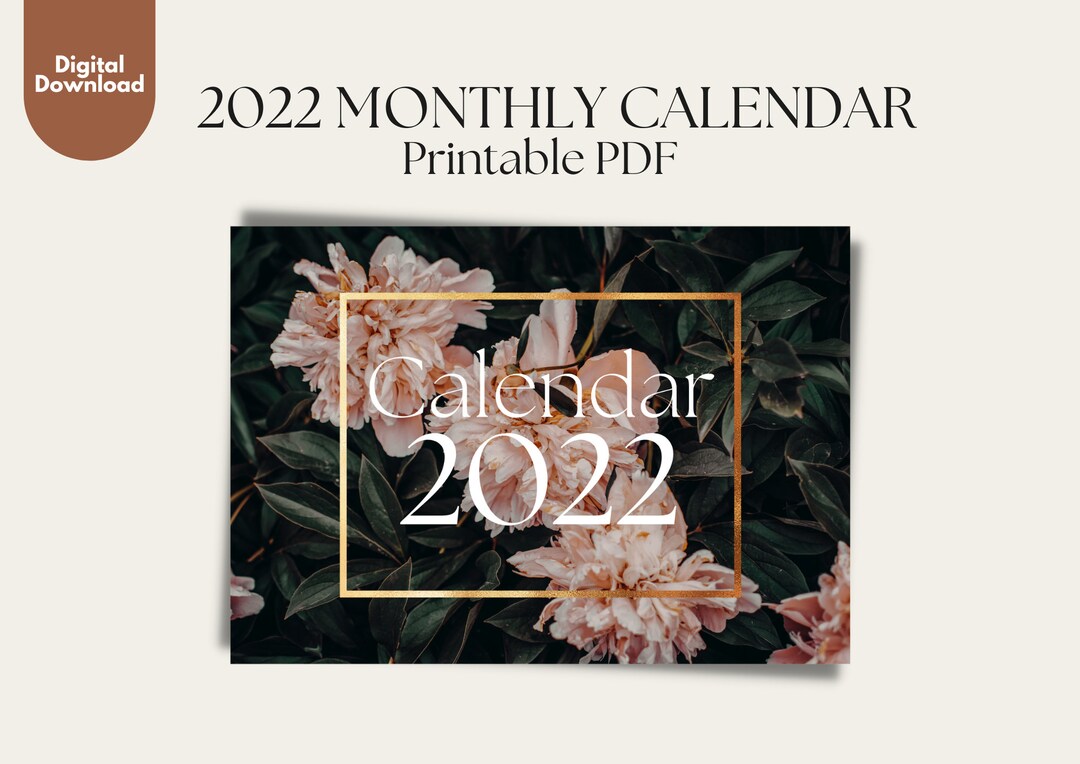2022 Calendar, Flower Theme Calendar, Pastel Theme Calendar, Flower ...
