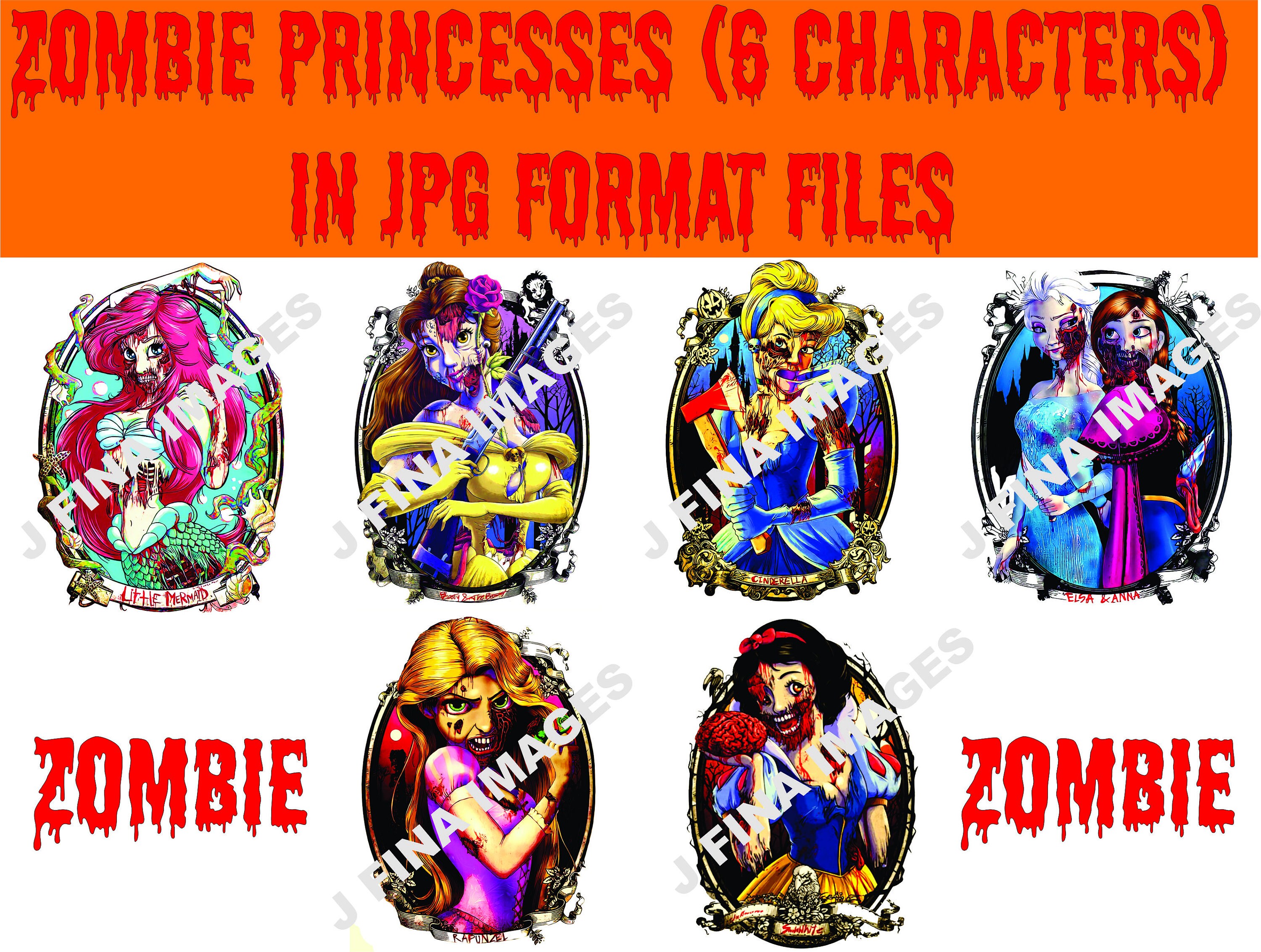Zombie Princesses 6 Characters in JPG Digital File Format - Etsy