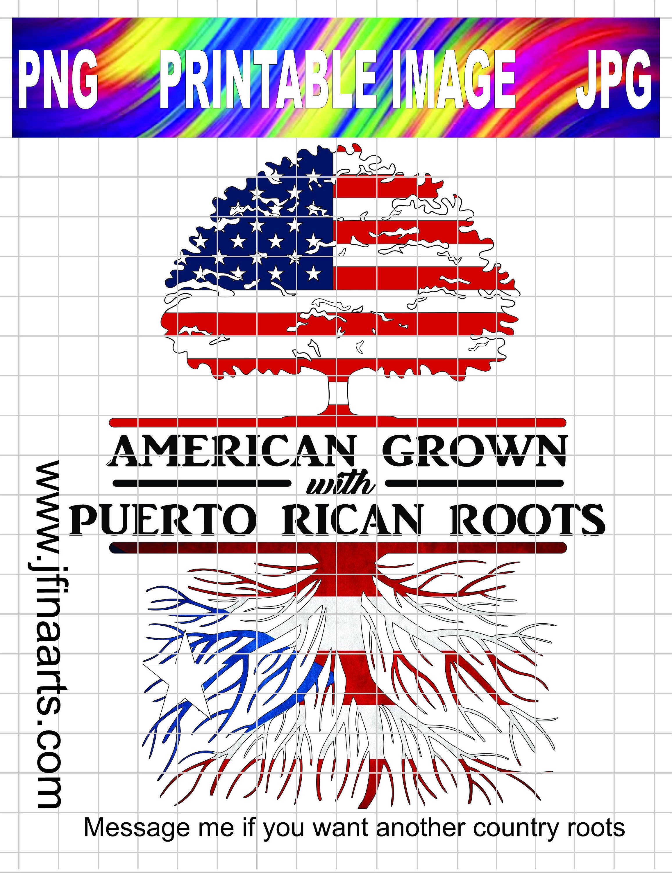 American Grown With Puerto Rican Roots JPG/PNG Digital Files - Etsy