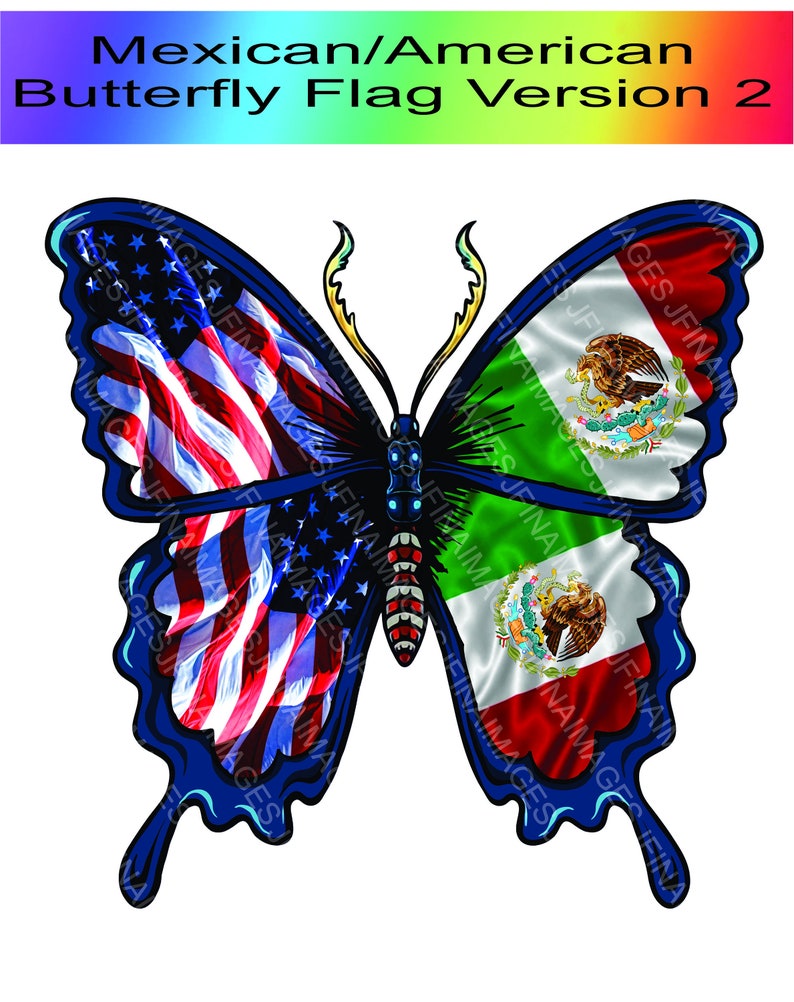 Mexican/american Butterfly Flags in PNG Digital File 300 DPI (2 Files ...