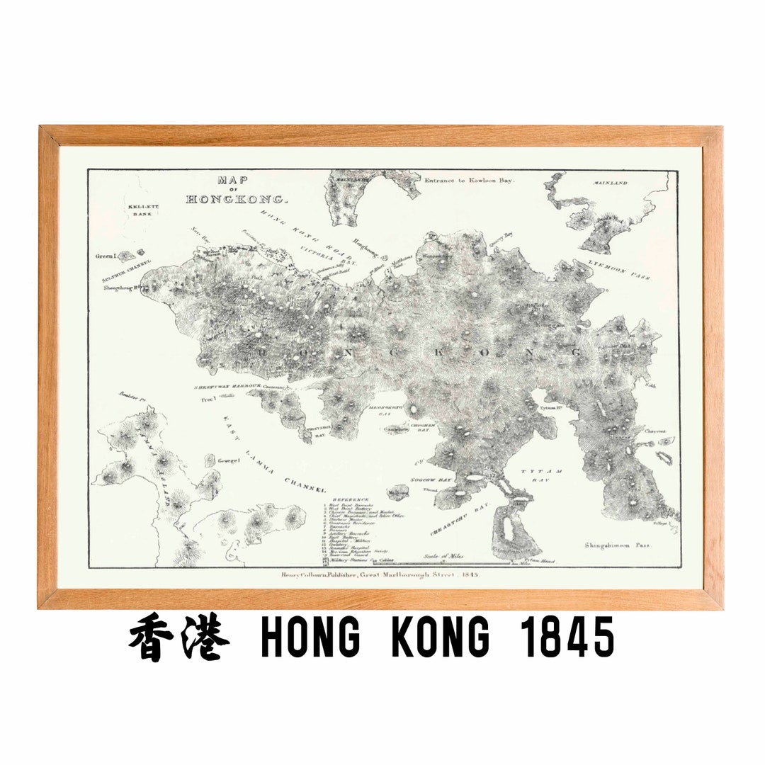 1845 Hong Kong Old Map Printed on Canvas, Detailed Reproduction - Etsy