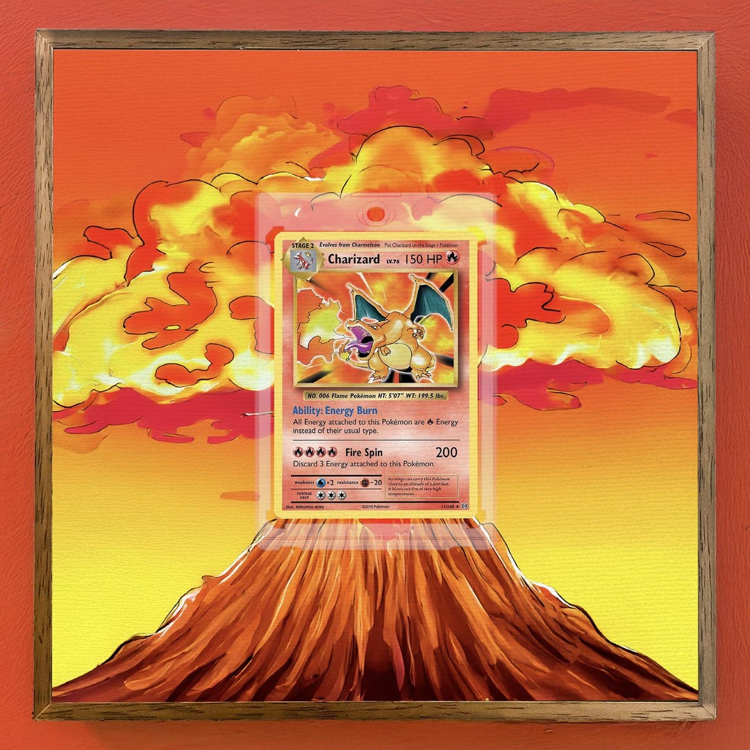 Charizard Base Set PSA Graded Card Display Frame | Wood Frame Pokemon ...