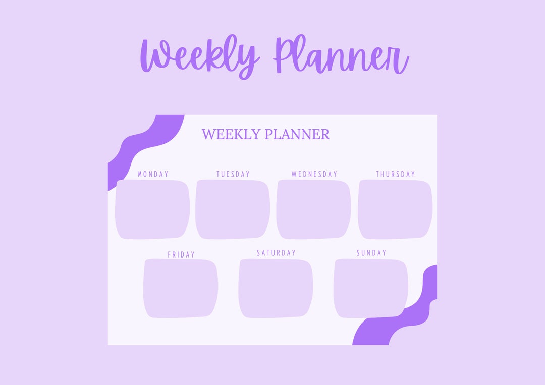 Purple Weekly Calendar Planner - Digital Download & Printable - Etsy