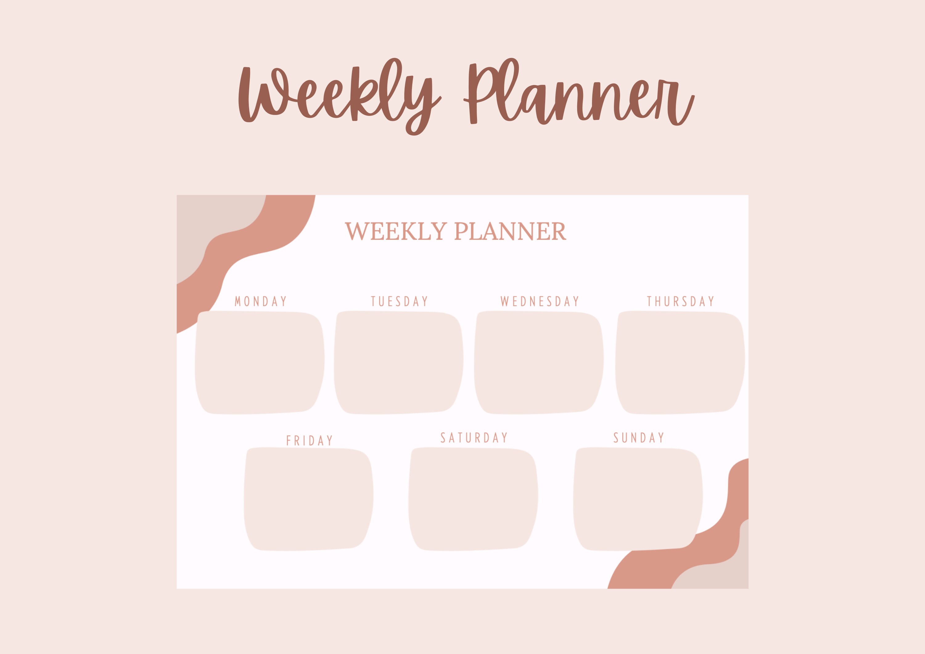 Weekly Calendar Planner - Digital Download & Printable - Minimal/ Boho ...