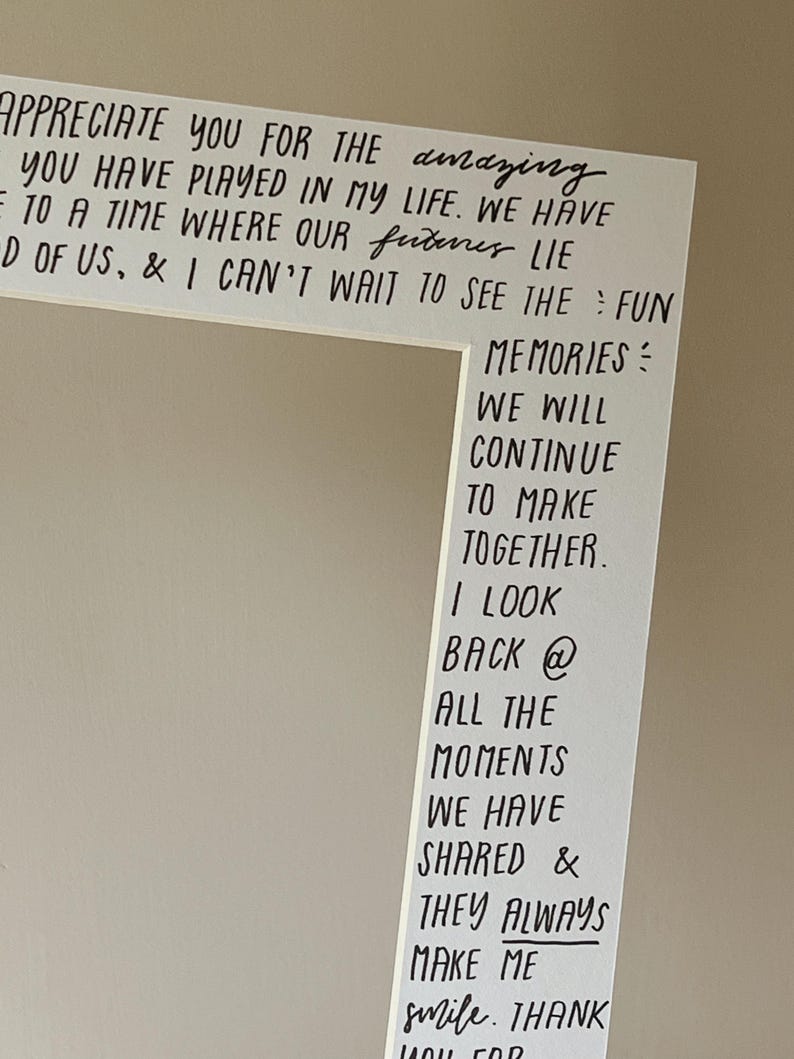 Custom Handwritten Picture Frame Mat + Frame - Etsy