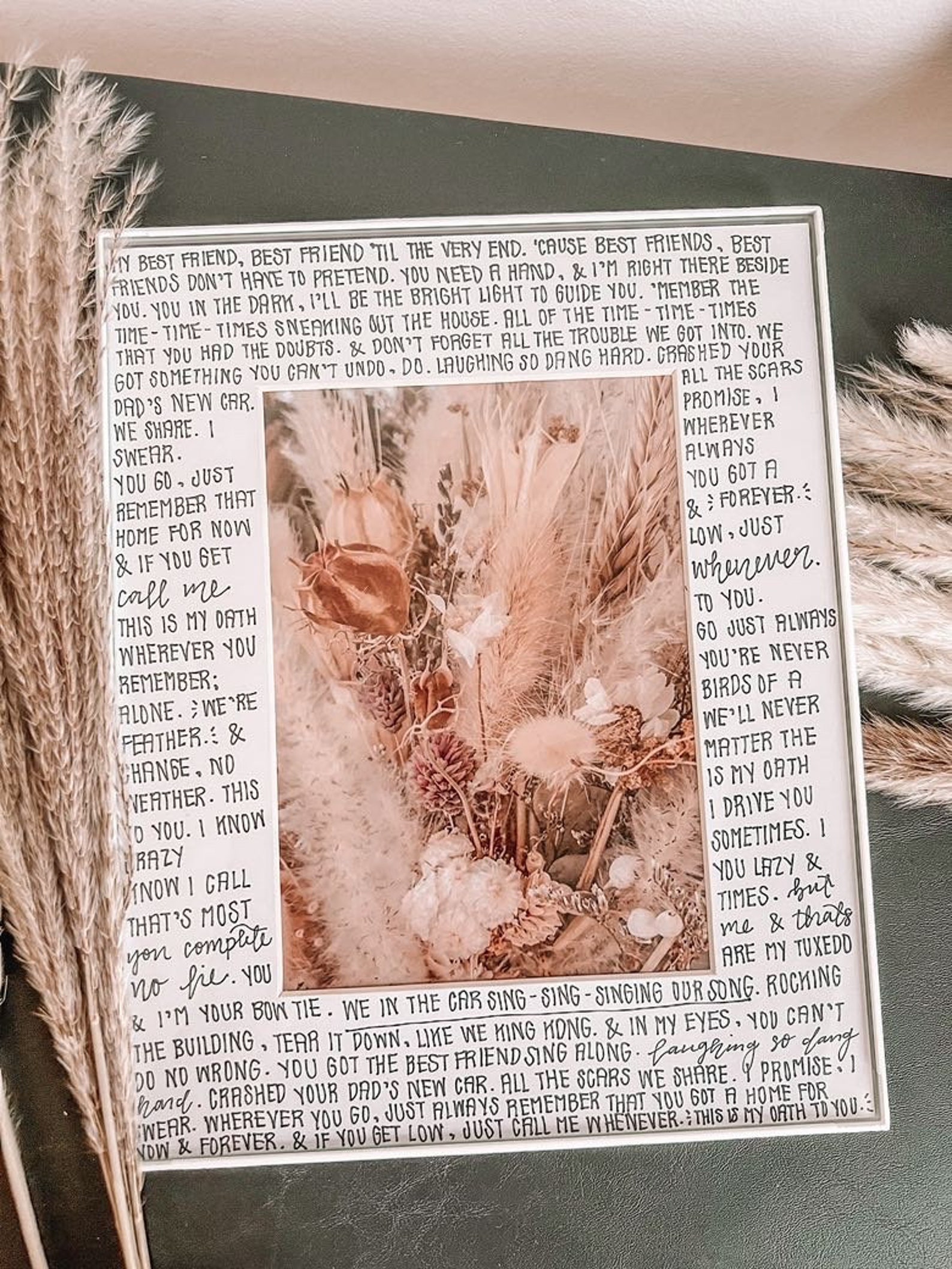 Custom Handwritten Picture Frame Mat + Frame - Etsy