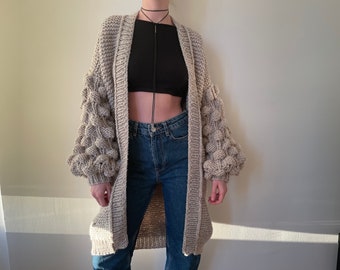 Bubble Cardigan, Handmade Chunky Cardigan, Oversize Cardigan, Long ...