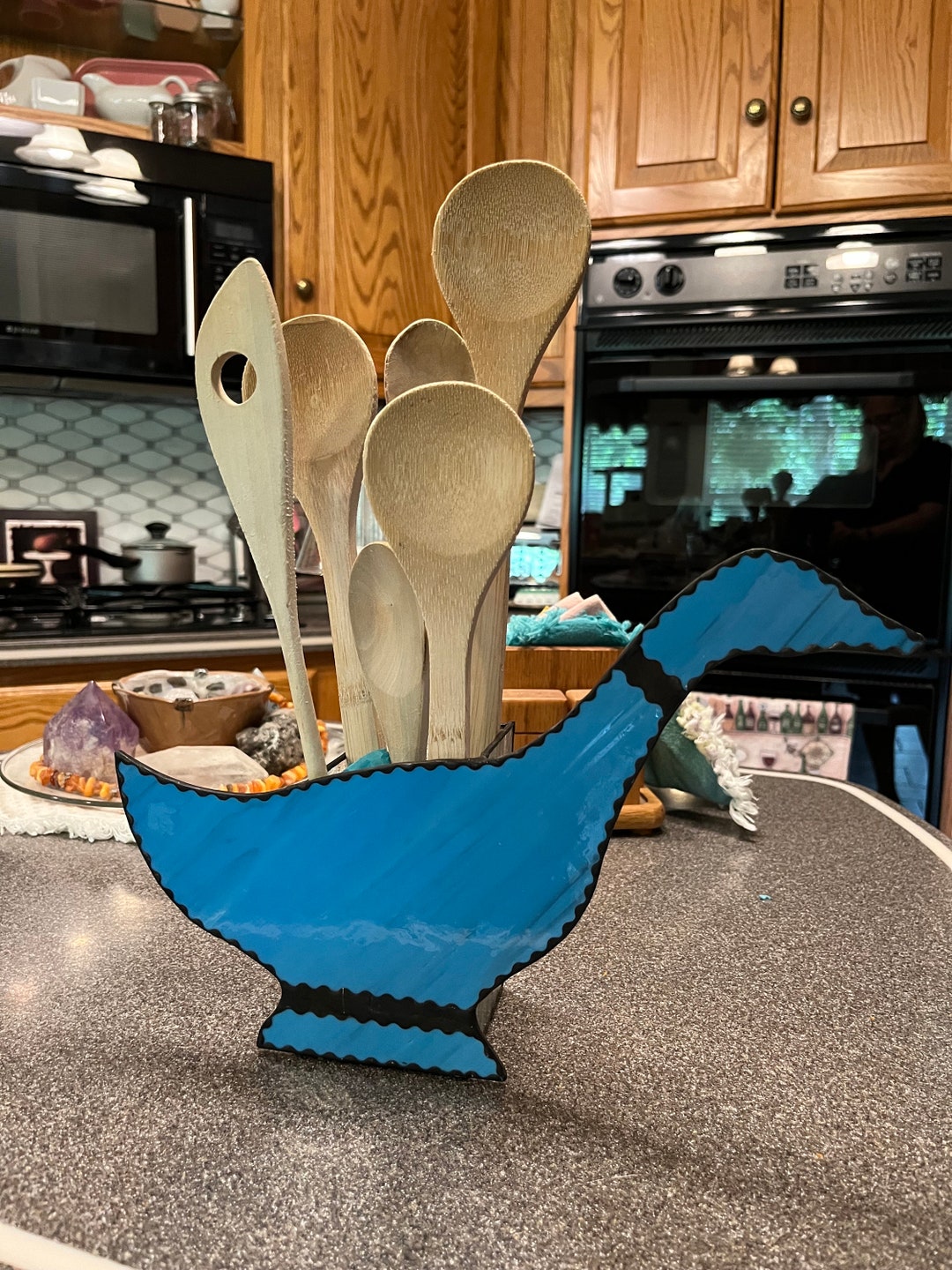 Stainedglassy Goose Utensil Holder - Etsy