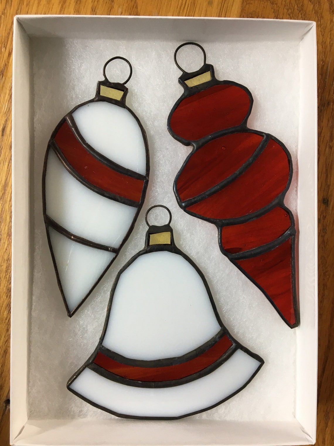 Colorful (red) Tree Ornaments in a Box of 3 - Etsy