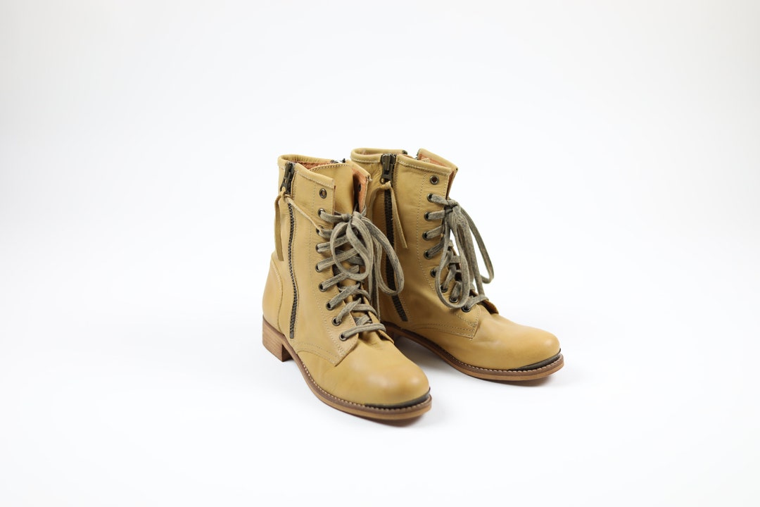 MTNG Originals Leather Lace-up Ankle Boots EU 38 - Yellow - Etsy