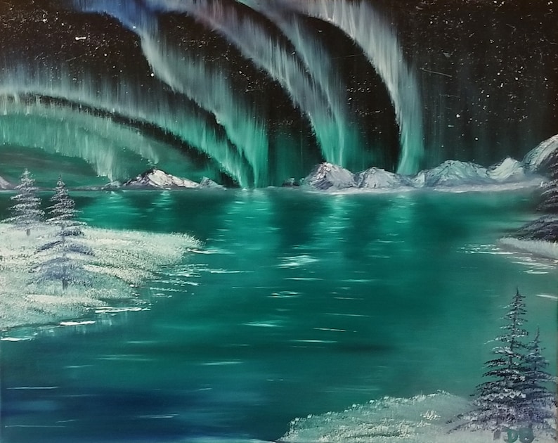 Northern Lights Painting Hand Painted Original Oil Artwork - Etsy