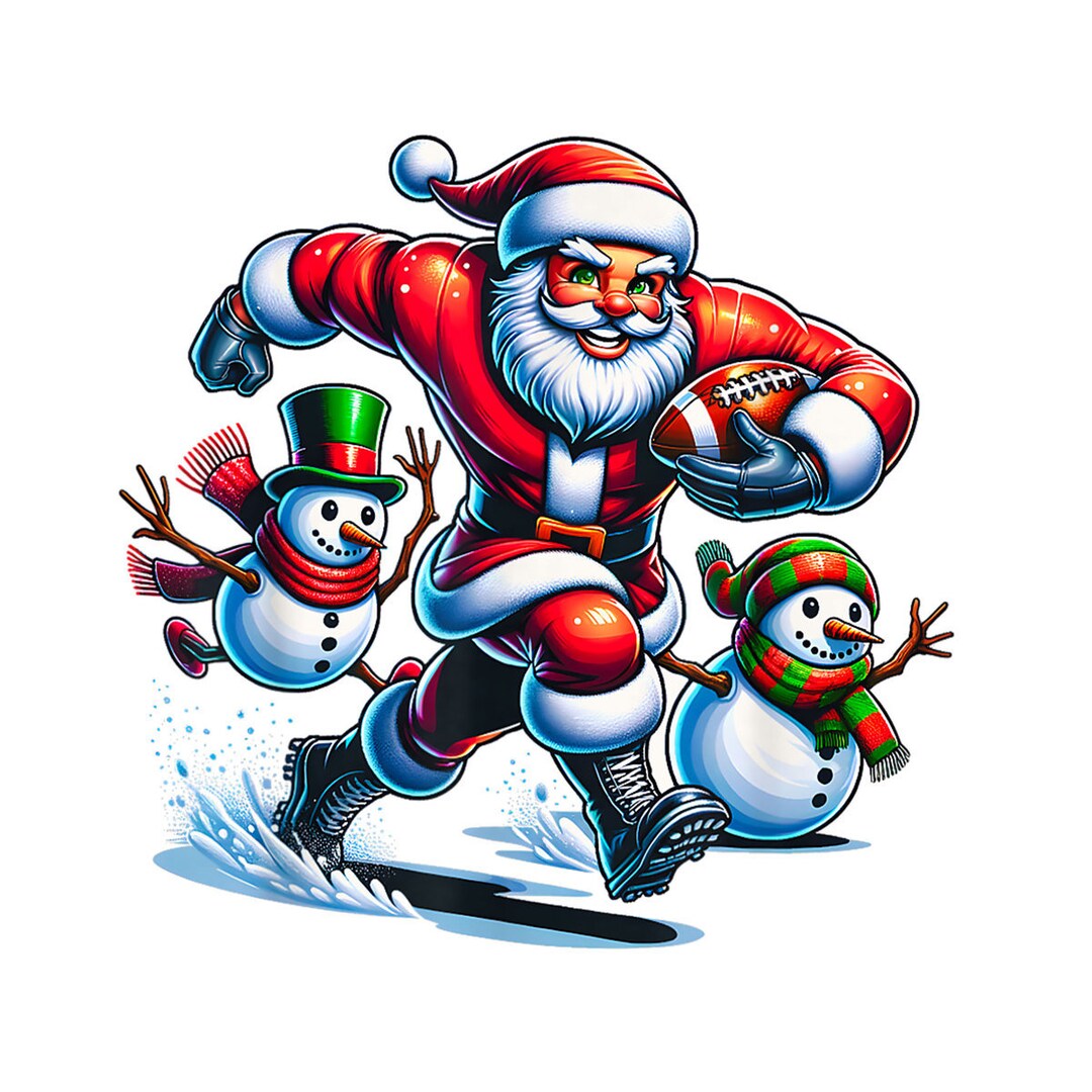 Christmas Football Santa Playing Football Digital PNG - Etsy