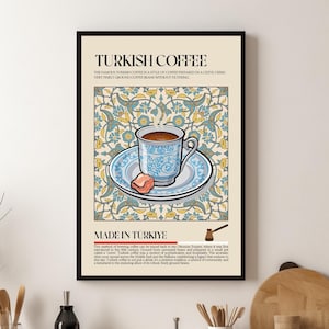 Turkish Coffee Print, Turkey, Marocco, Food, Kitchen Print, Retro ...