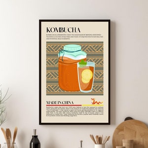 Kombucha Tea Print, Chai, Healthy Poster, China, Food, Kitchen Print ...