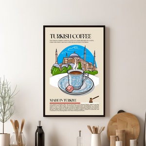 Turkish Coffee Print, Turkey, Marocco, Food, Kitchen Print, Retro ...