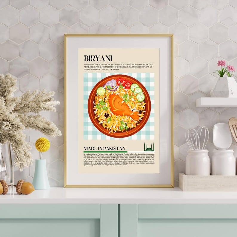 Biryani Pakistani Food, Asian Street Food, Kitchen Print, Retro Poster ...