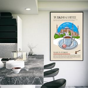 Turkish Coffee Print, Turkey, Marocco, Food, Kitchen Print, Retro ...