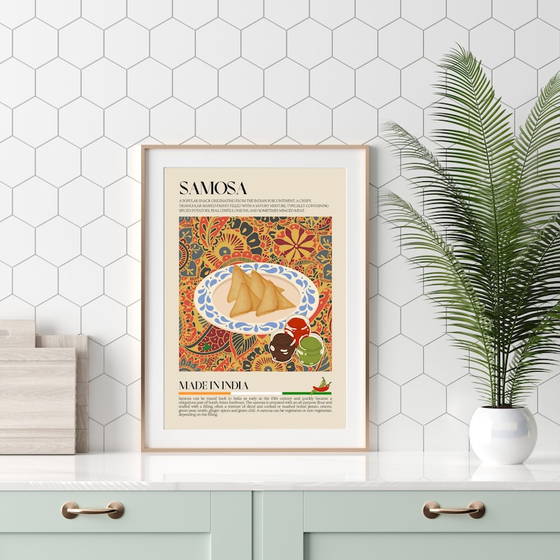 Samosa Indian Street Food Print, Asian Food Print, Indian Food, Modern ...
