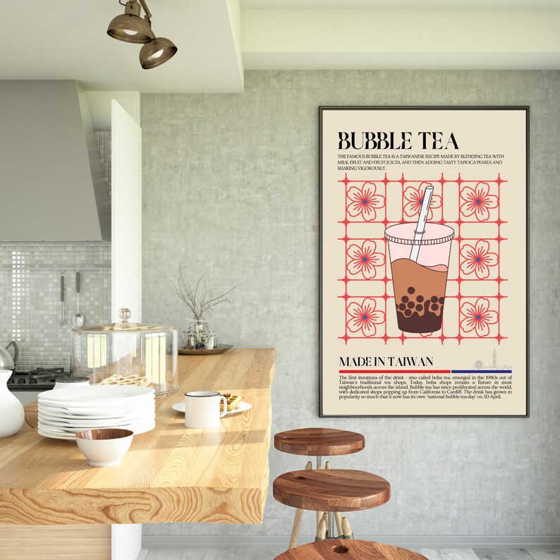 Bubble Tea Poster | Boba Tea Print | Taiwan | Asian Tea | Kitchen Print ...