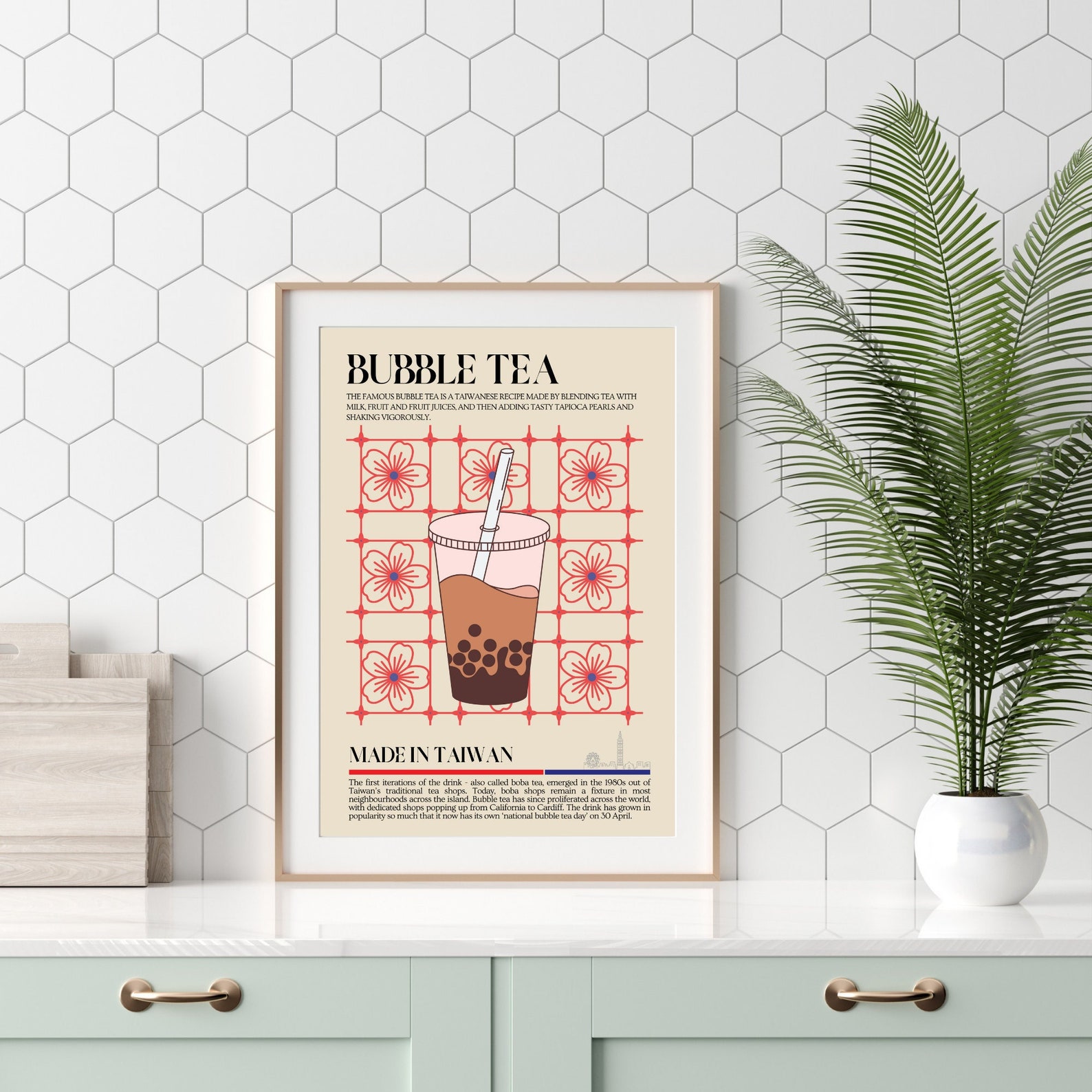 Bubble Tea Poster | Boba Tea Print | Taiwan | Asian Tea | Kitchen Print ...