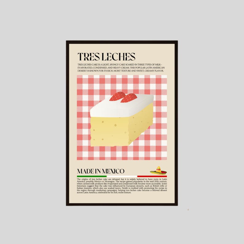 Tres Leches Cake Poster, Mexican Food Print, Latin America, Modern ...
