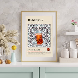 Turkish Tea Print, Chai, Turkey, Morocco, Food, Kitchen Print, Retro ...