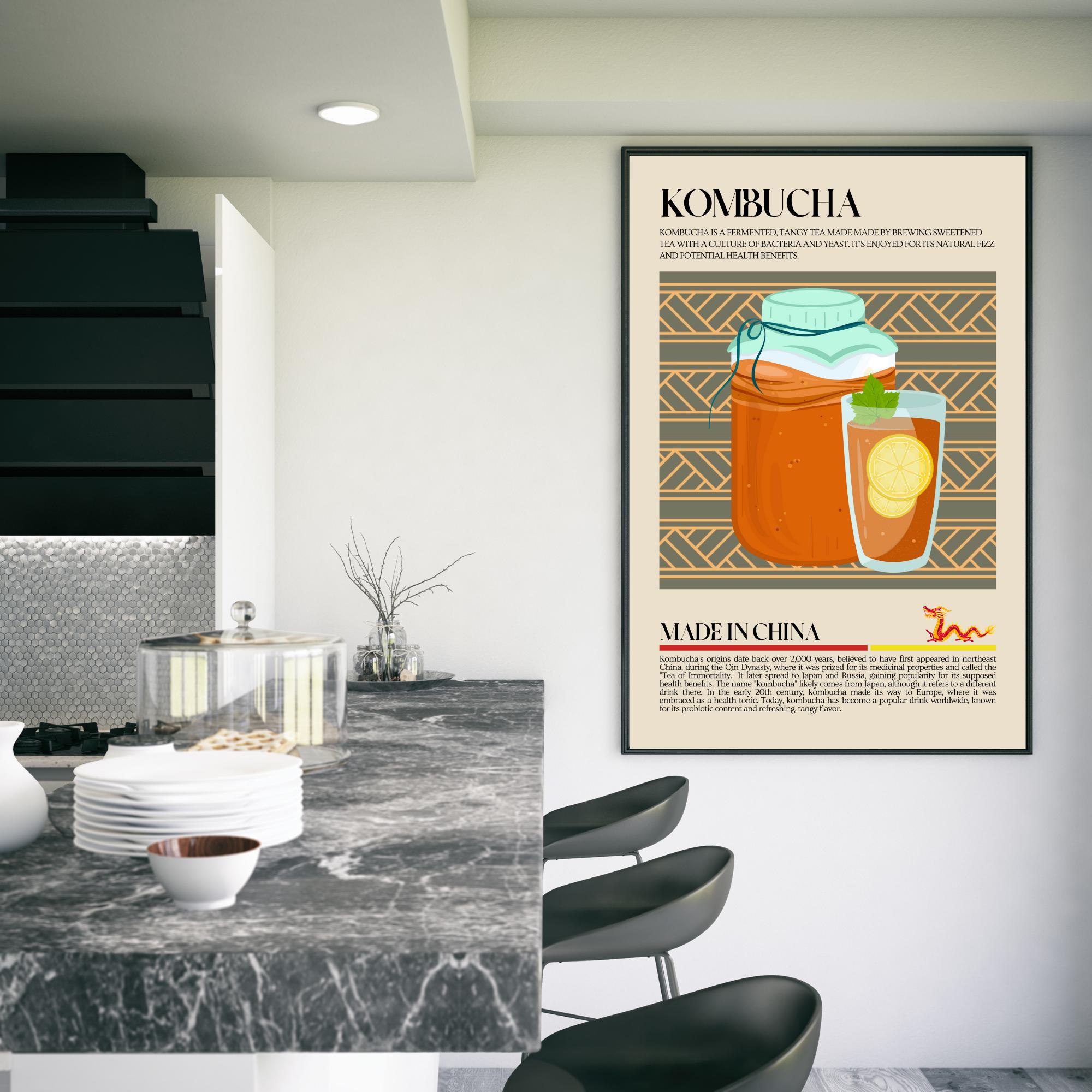 Kombucha Tea Print, Chai, Healthy Poster, China, Food, Kitchen Print ...