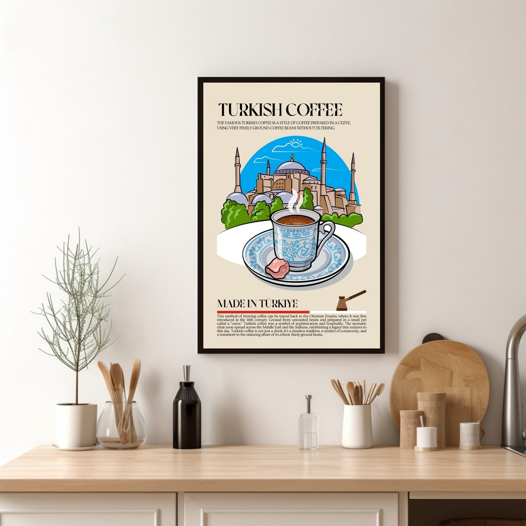 Turkish Coffee Print, Turkey, Marocco, Food, Kitchen Print, Retro ...