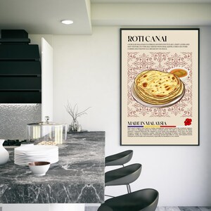 Roti Canai, Malasyan Food, Malaysia, Asian Food, Kitchen Print, Retro ...