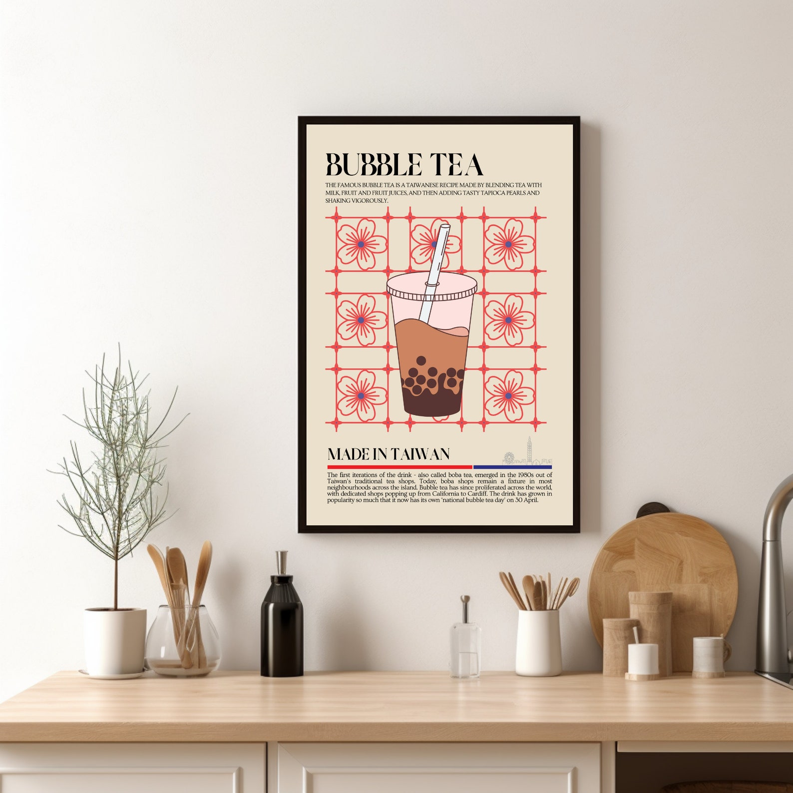 Bubble Tea Poster | Boba Tea Print | Taiwan | Asian Tea | Kitchen Print ...