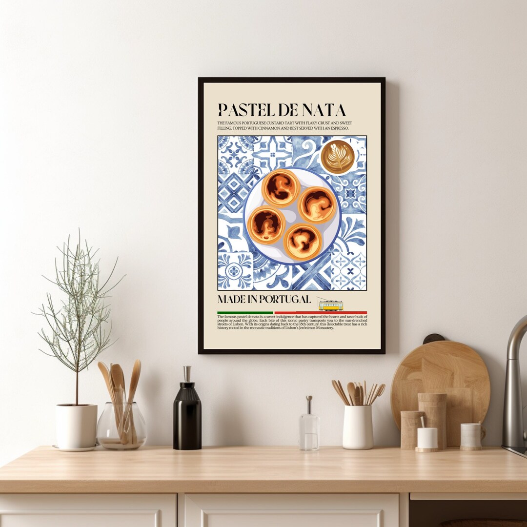 Portuguese Pastel De Nata Poster, Custard Tart, Food Print, Kitchen ...