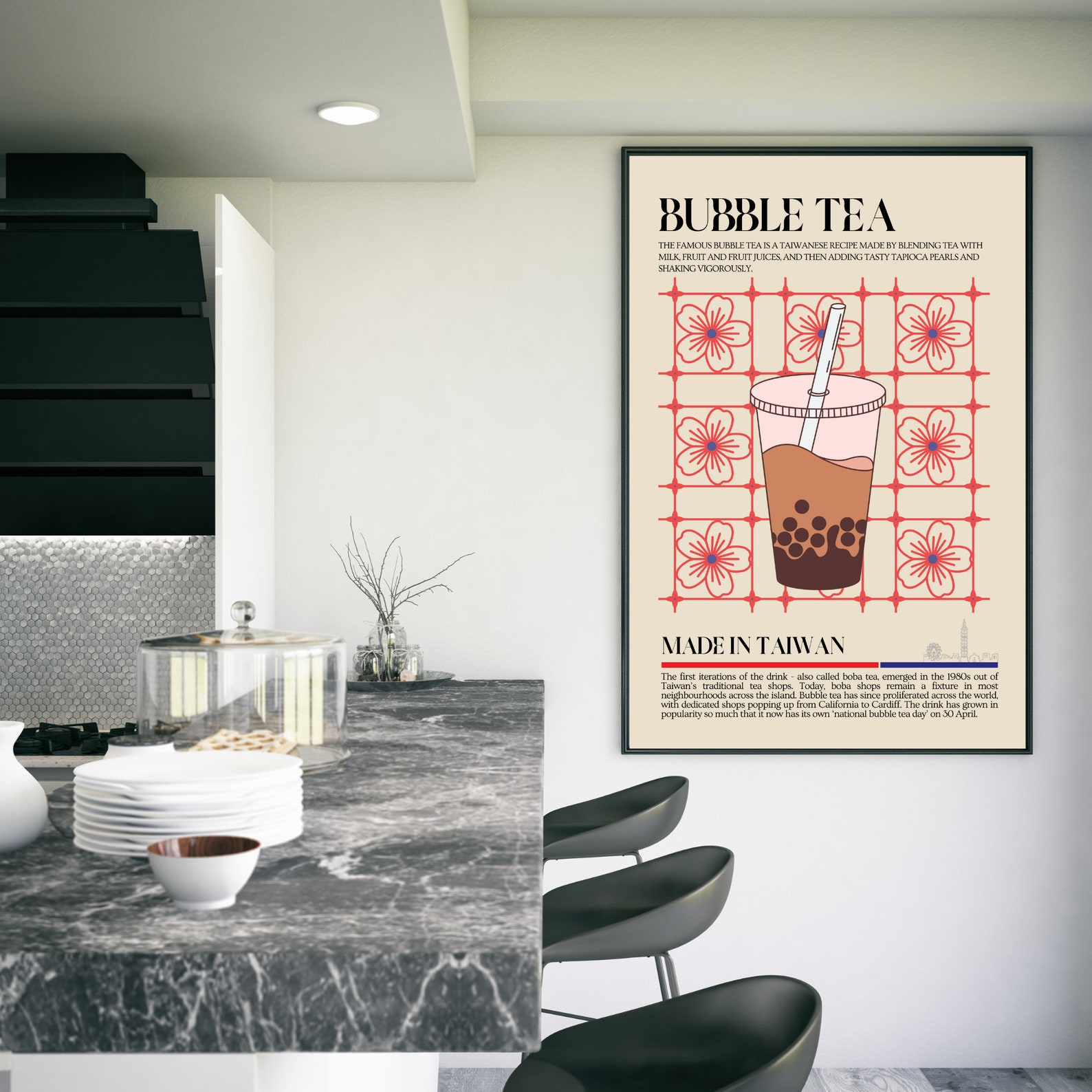 Bubble Tea Poster | Boba Tea Print | Taiwan | Asian Tea | Kitchen Print ...