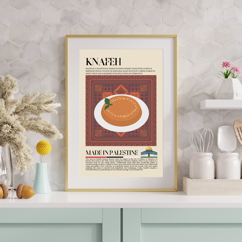 Knafeh Print, Middle East Food, Palestine, Turkey, Food, Kitchen Print ...