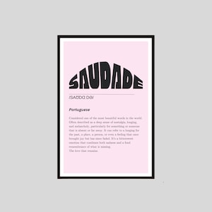 Saudade Definition Print | Wall Art | Bedroom Print | Portuguese Gift ...