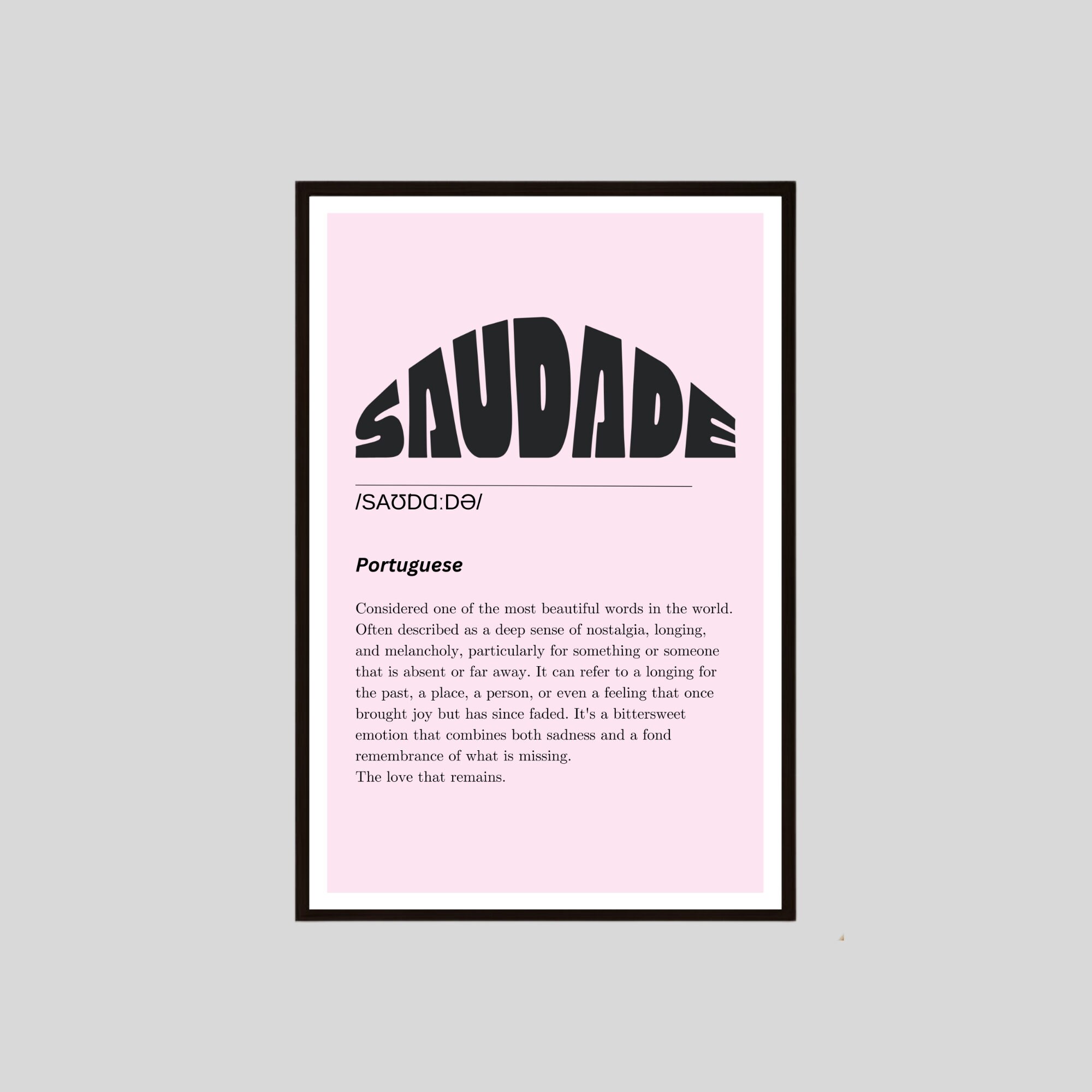 Saudade Definition Print Wall Art Bedroom Prints - Etsy