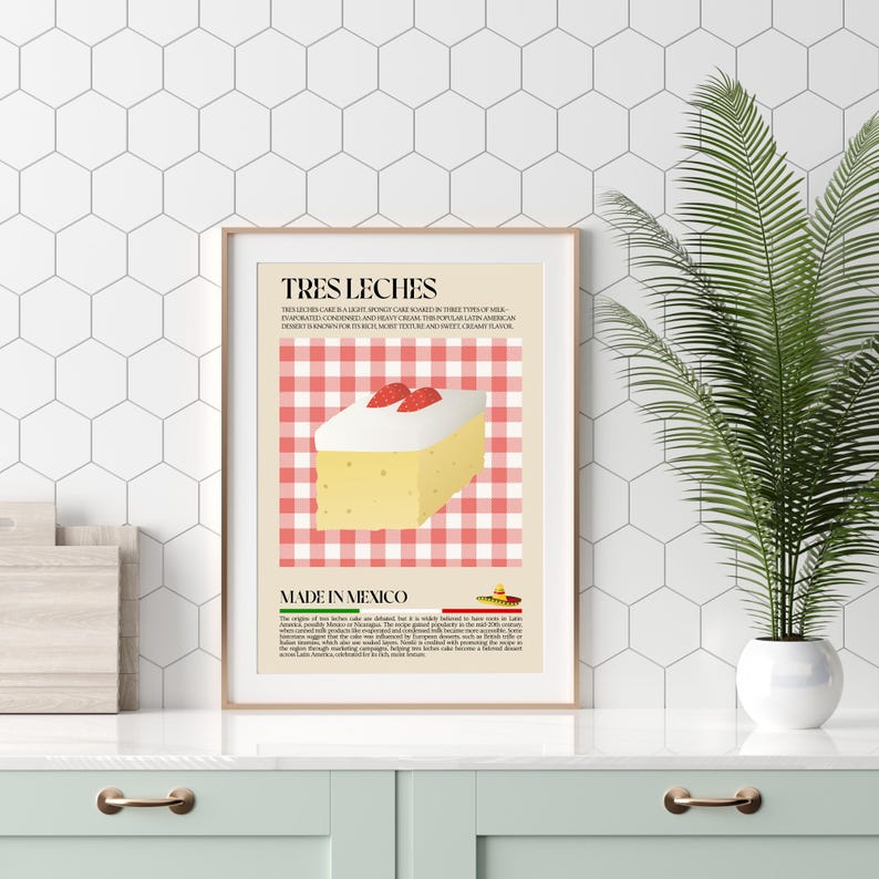 Tres Leches Cake Poster, Mexican Food Print, Latin America, Modern ...