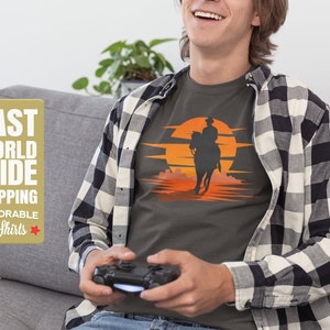 Western RDR2 Shirt Cowboy Silhouette, Western Sunset T-shirt, Red Dead ...