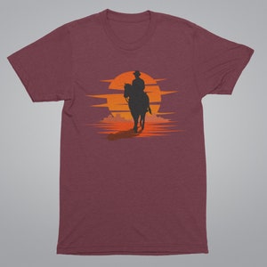 Western RDR2 Shirt Cowboy Silhouette, Western Sunset T-shirt, Red Dead ...