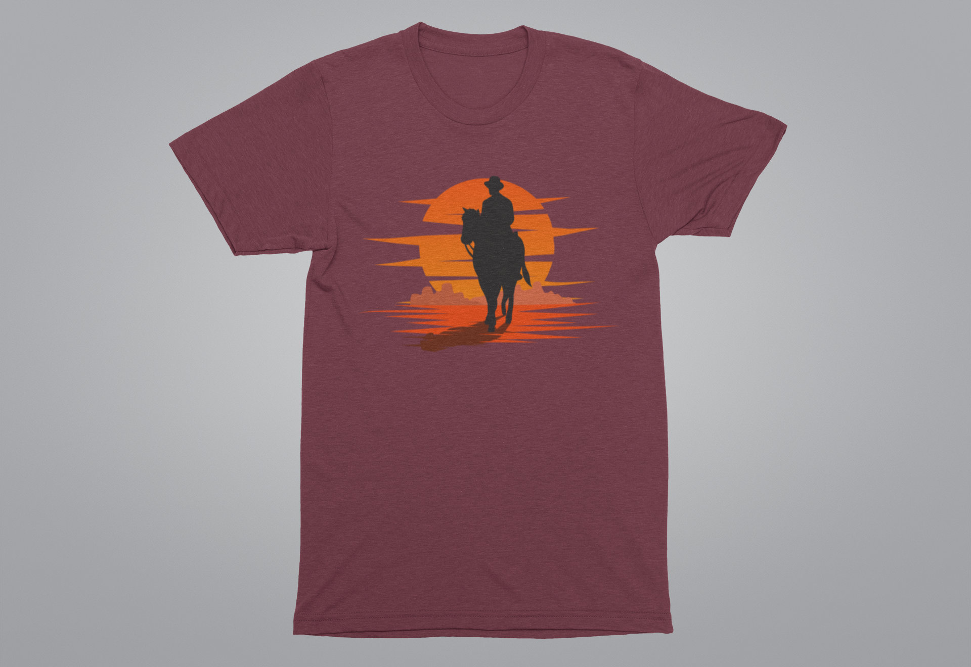 Western RDR2 Shirt Cowboy Silhouette, Western Sunset T-shirt, Red Dead ...