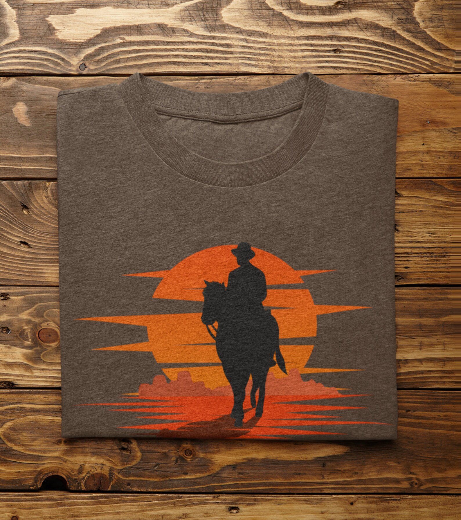 Western RDR2 Shirt Cowboy Silhouette, Western Sunset T-shirt, Red Dead ...