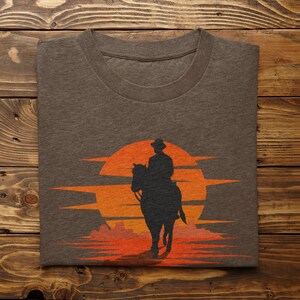 Western RDR2 Shirt Cowboy Silhouette, Western Sunset T-shirt, Red Dead ...
