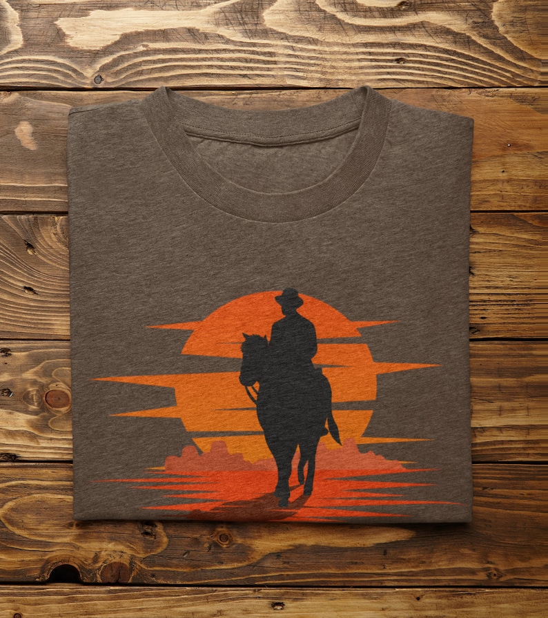 Western RDR2 Shirt Cowboy Silhouette, Western Sunset T-shirt, Red Dead ...