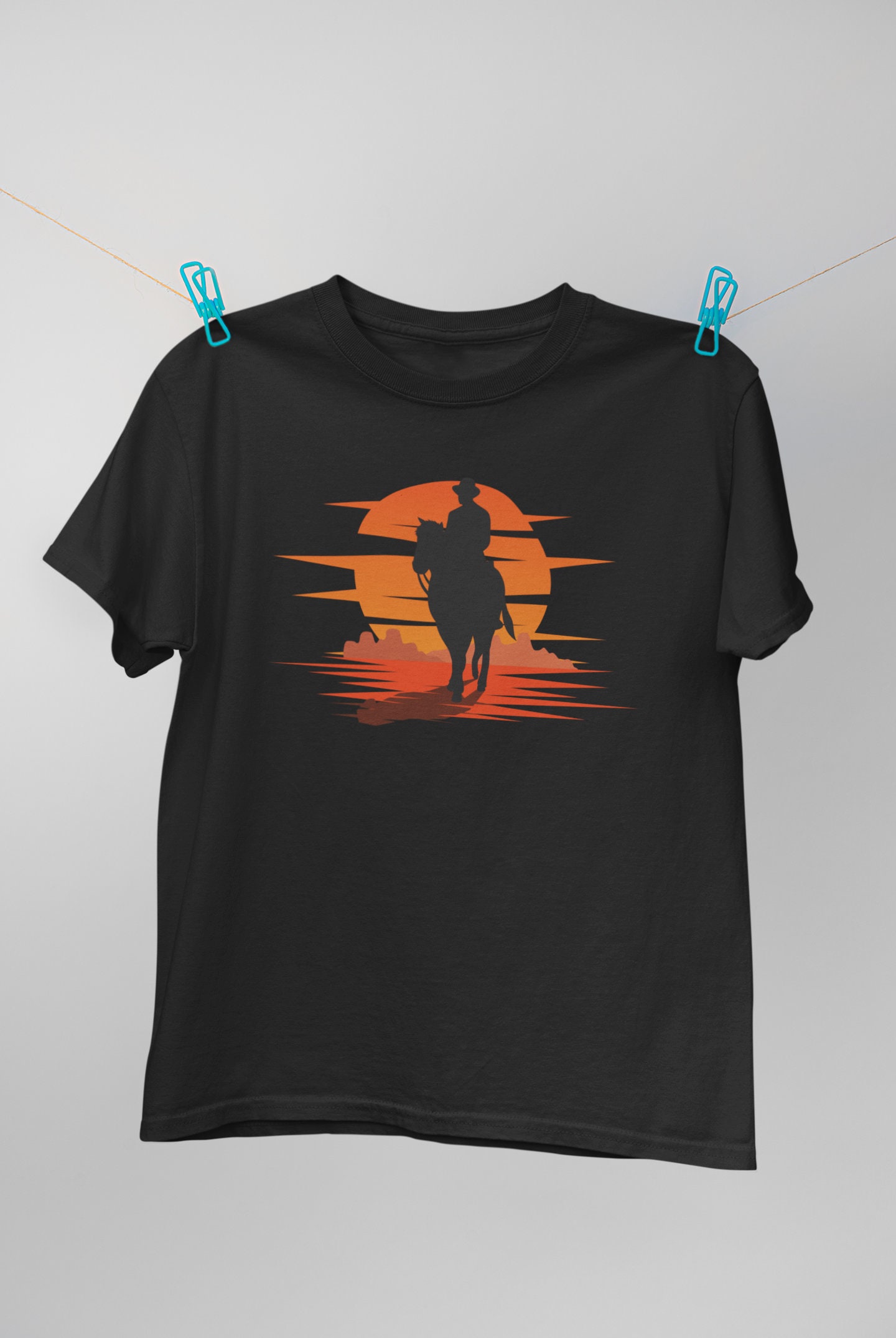 Western RDR2 Shirt Cowboy Silhouette, Western Sunset T-shirt, Red Dead ...