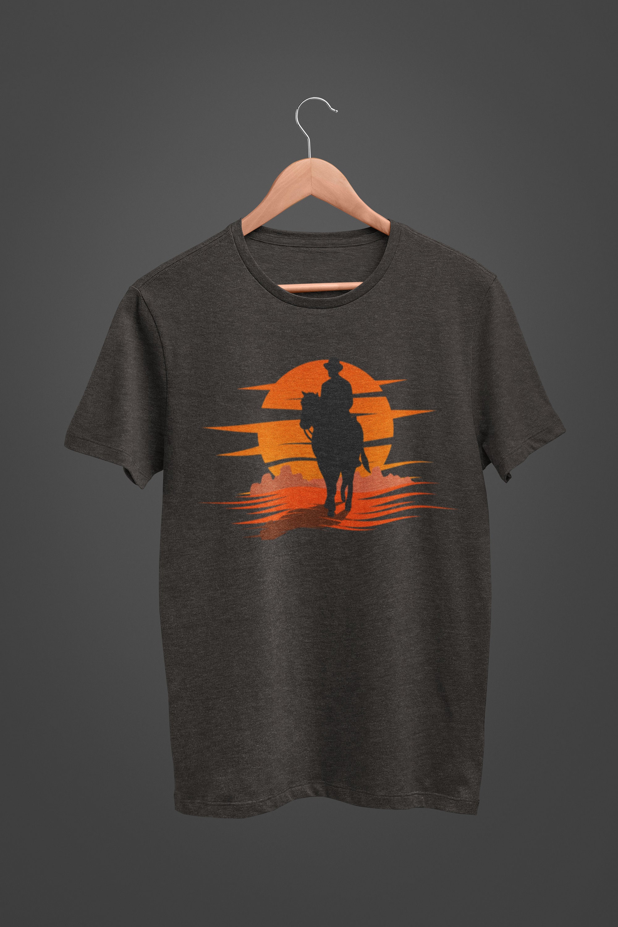 Western RDR2 Shirt Cowboy Silhouette, Western Sunset T-shirt, Red Dead ...