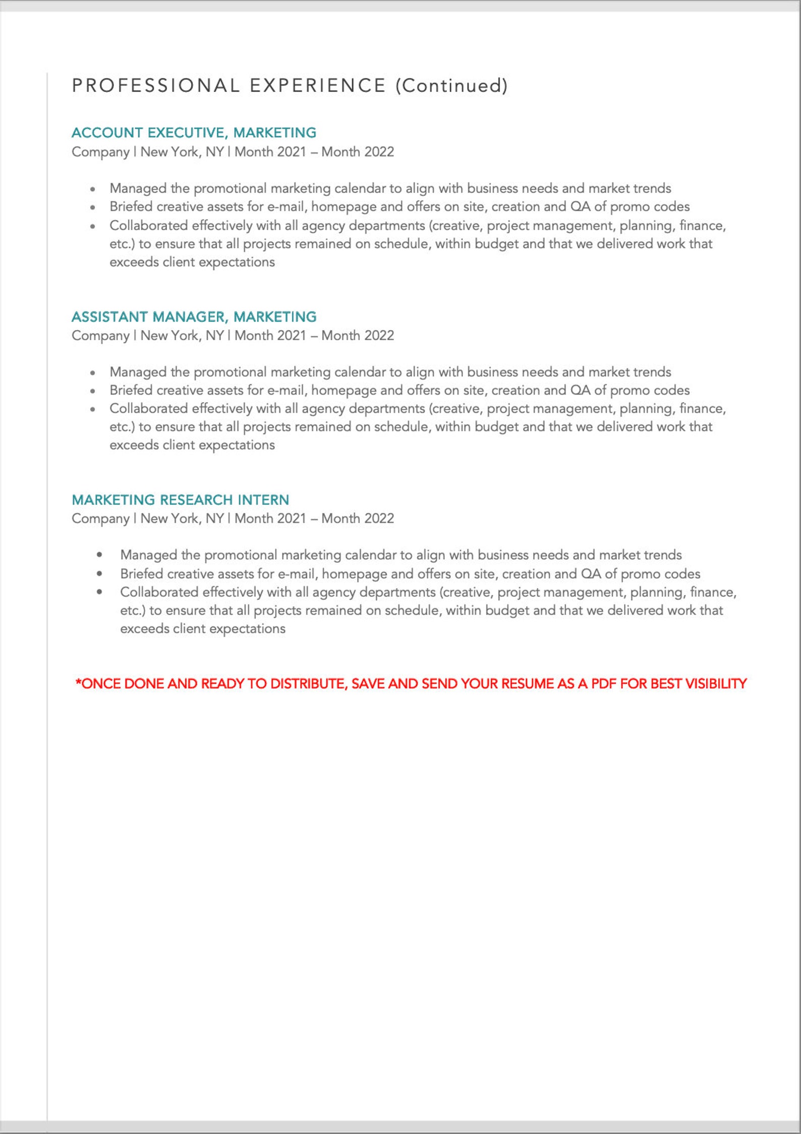 Ella Resume Template - Etsy