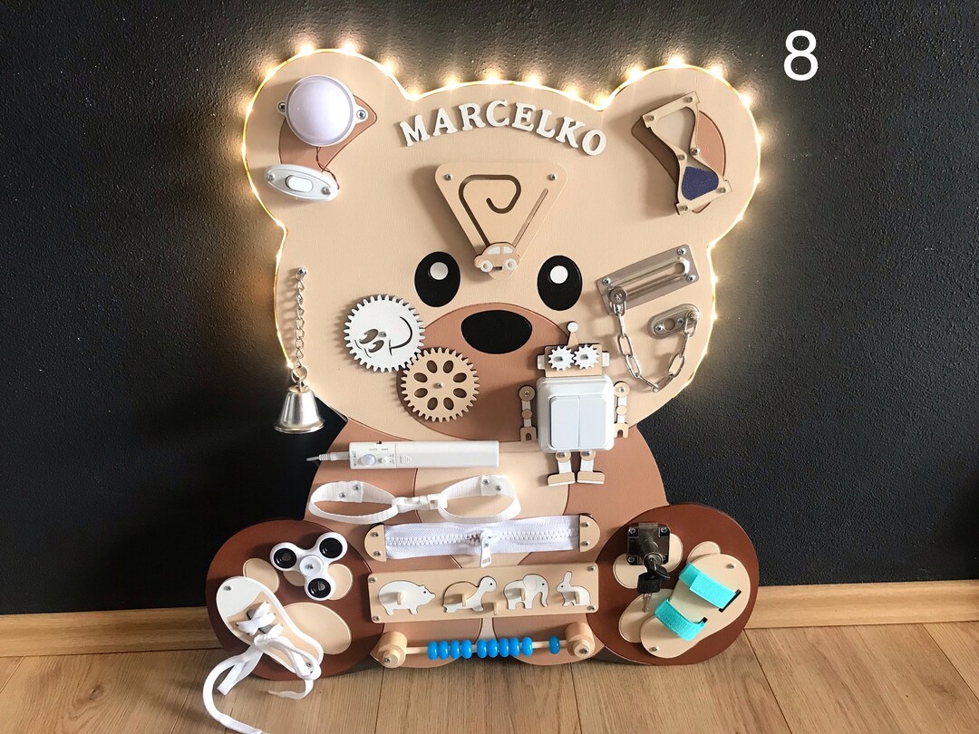 Activity Busy Board Wooden Sensory Board BEAR for a Boy - Etsy