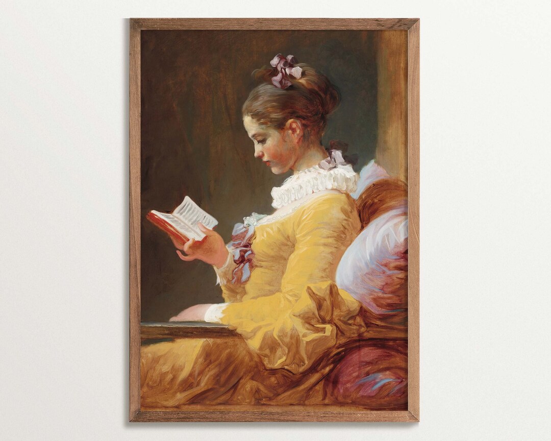 Woman Reading Art Print, Rococo Art, Vintage Portrait Painting Poster ...